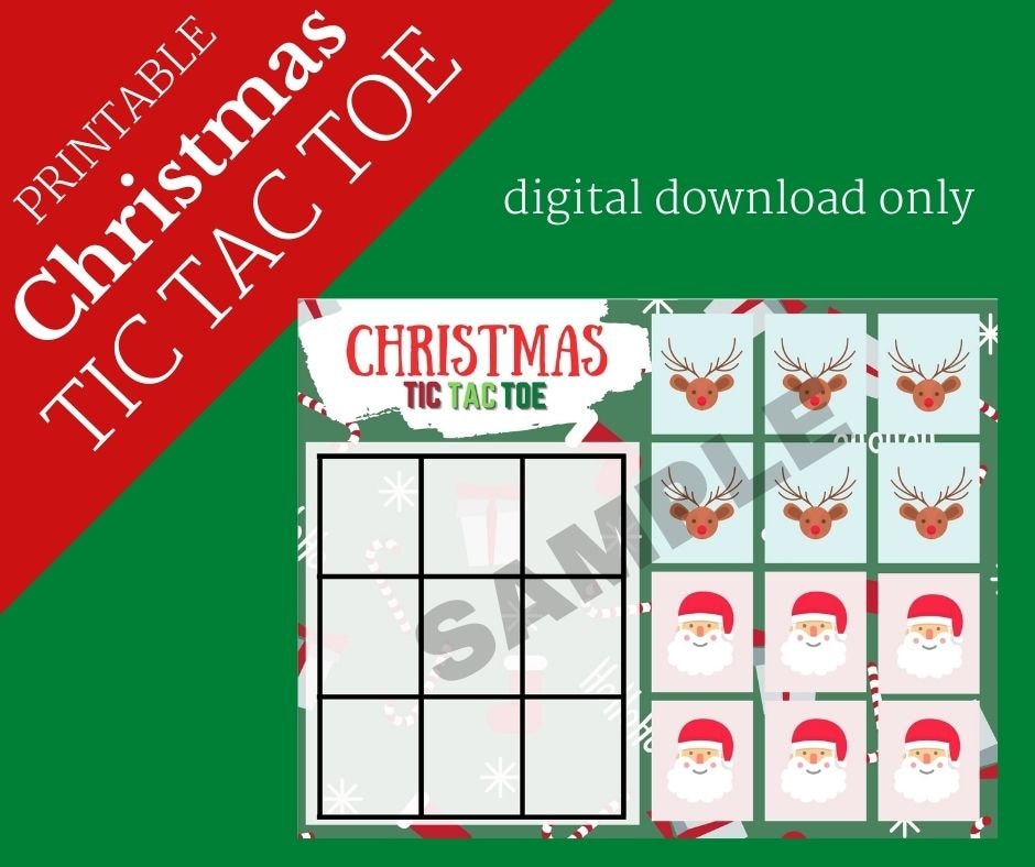 Christmas Tic-tac-toe Game, Printable Game, Christmas Games, Kids Game ...
