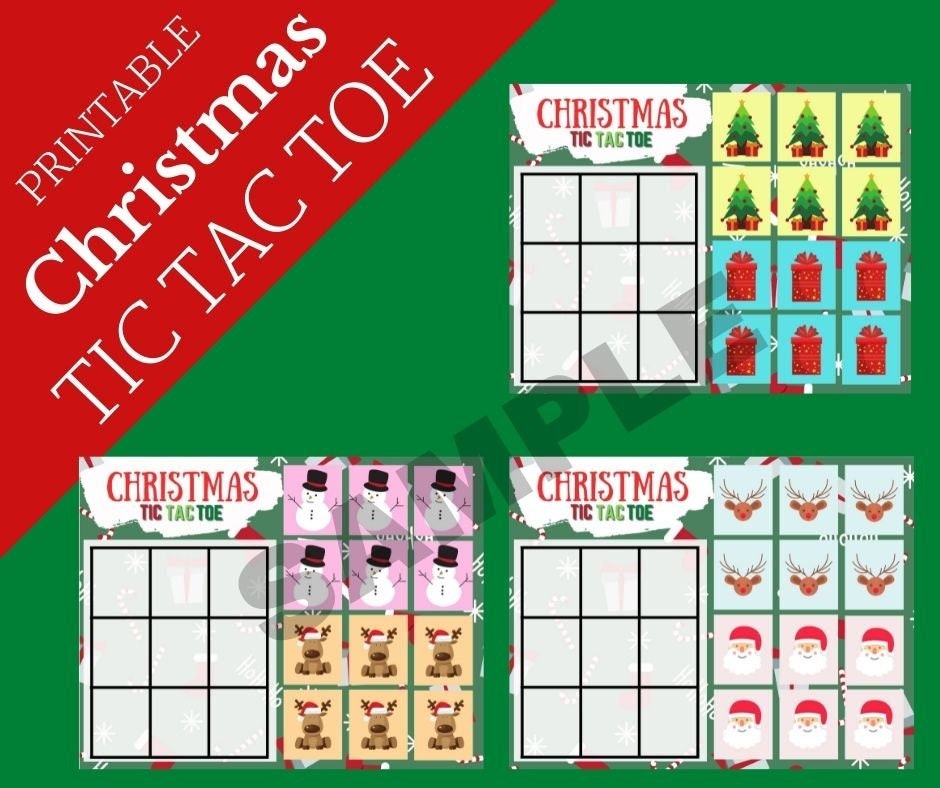 Christmas Tic-tac-toe Game, Printable Game, Christmas Games, Kids Game ...
