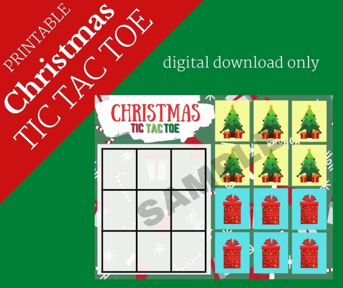 Christmas Tic-tac-toe Game, Printable Game, Christmas Games, Kids Game ...