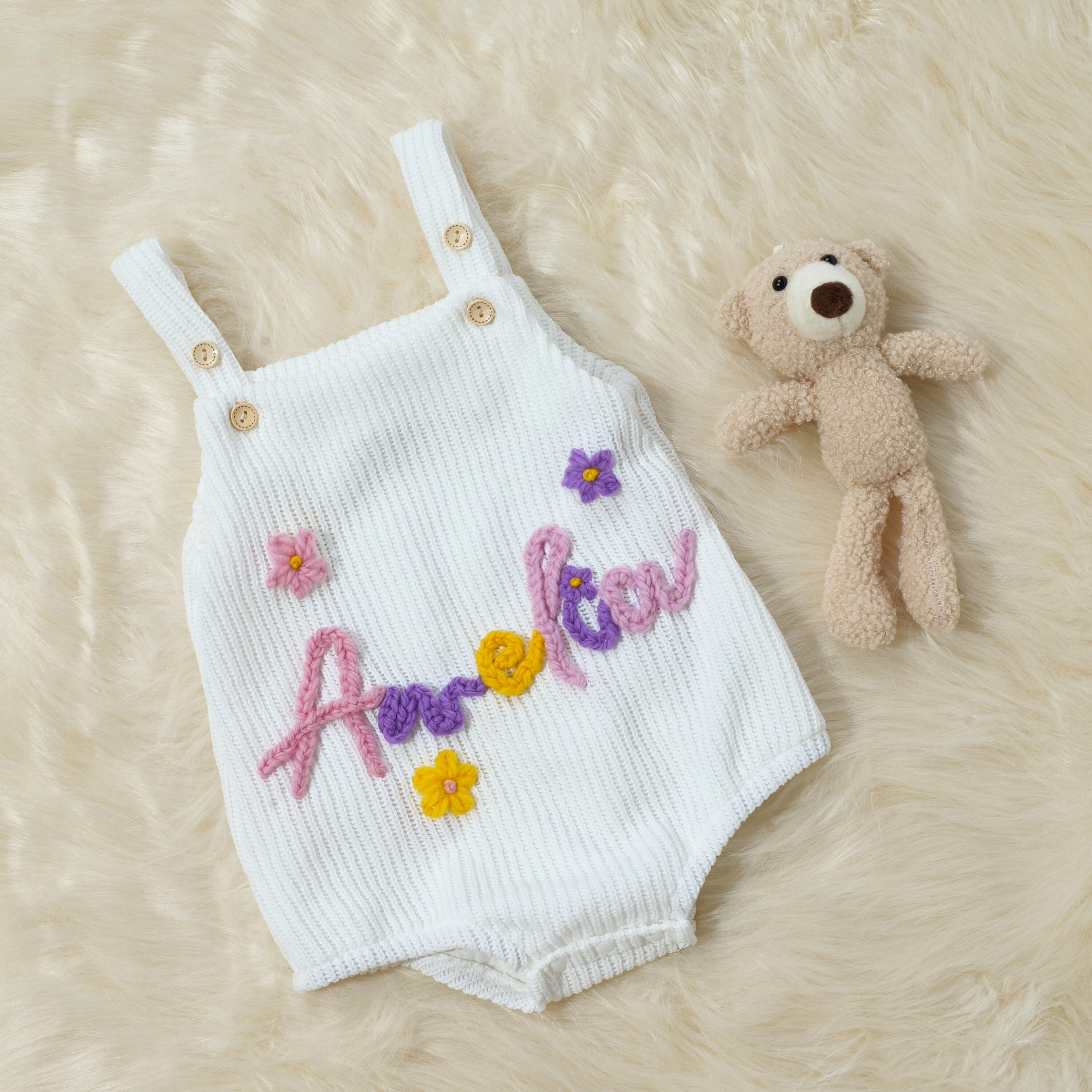 Lovely Hand Embroidered Romper Custom Baby Name Romper Baby Birthday ...