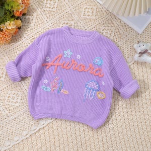 Custom Hand Knitted Mermaid Ocean Baby Name Sweater,cute Mermaid Baby ...