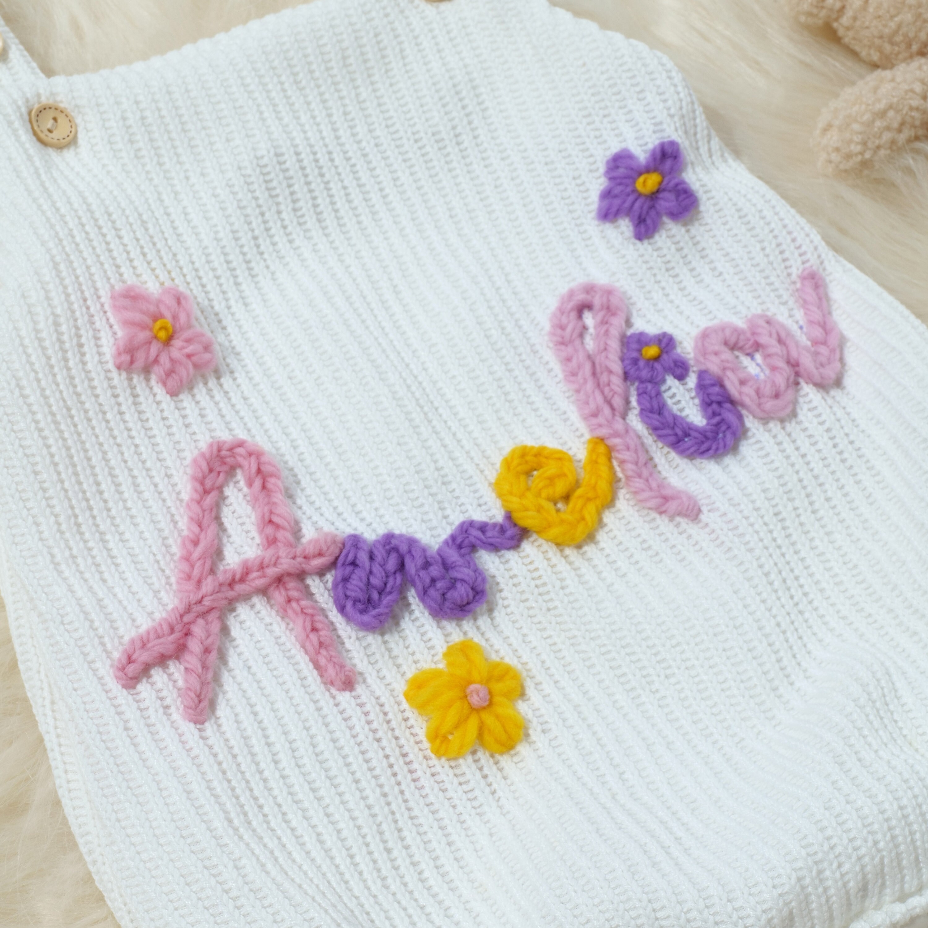 Lovely Hand Embroidered Romper Custom Baby Name Romper Baby Birthday ...