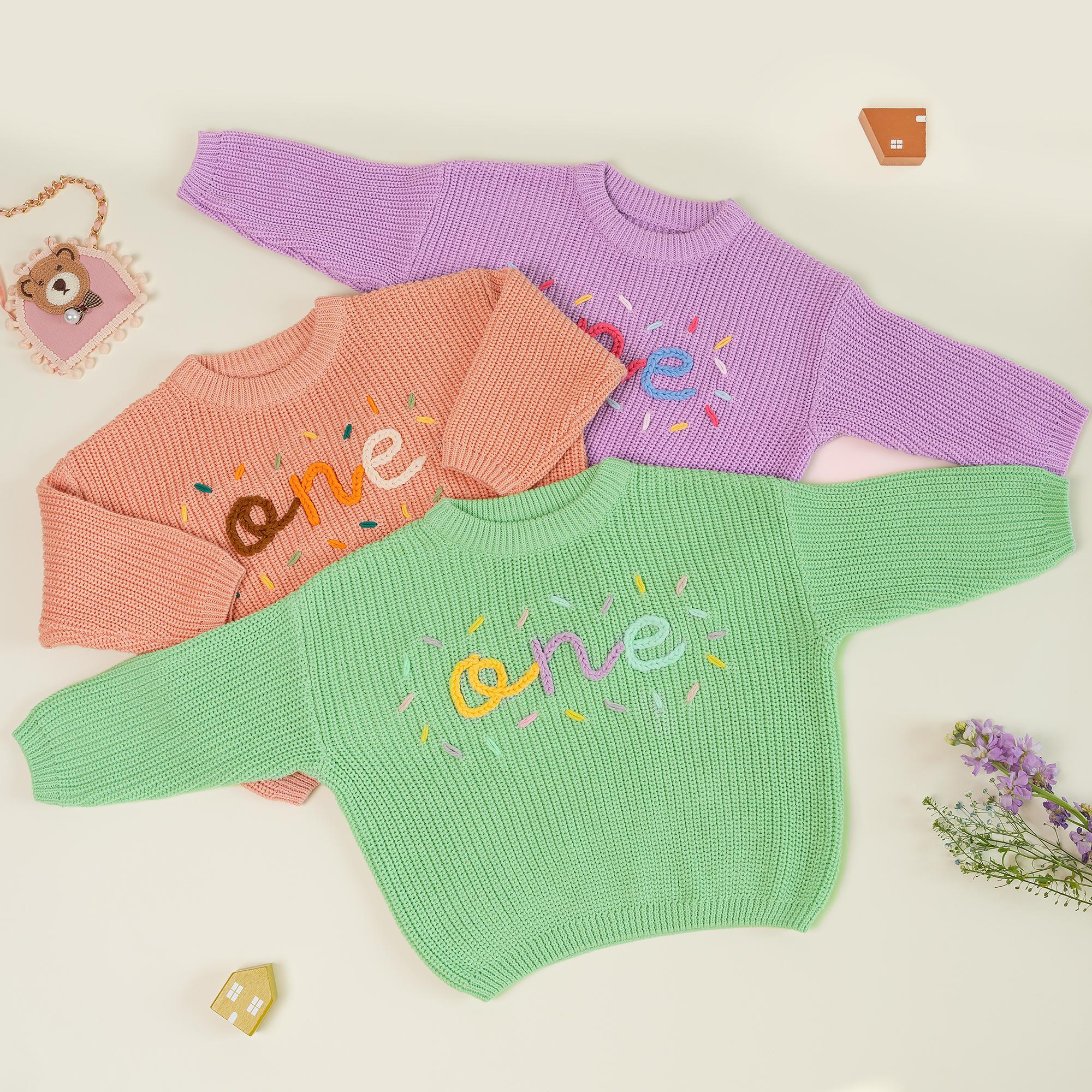 Personalized First Birthday Baby Sweater,handmade One Baby Sweater,fall ...