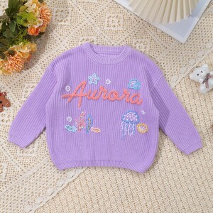 Custom Hand Knitted Mermaid Ocean Baby Name Sweater,cute Mermaid Baby ...