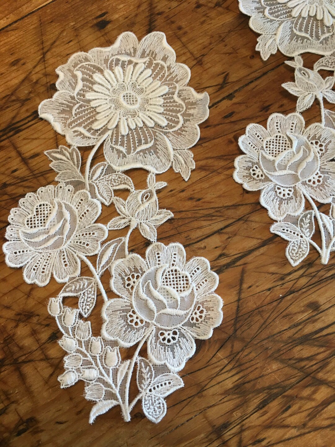 Set of 6 3D Cotton Lace Appliques for Sewing or Embroidery. Vintage ...
