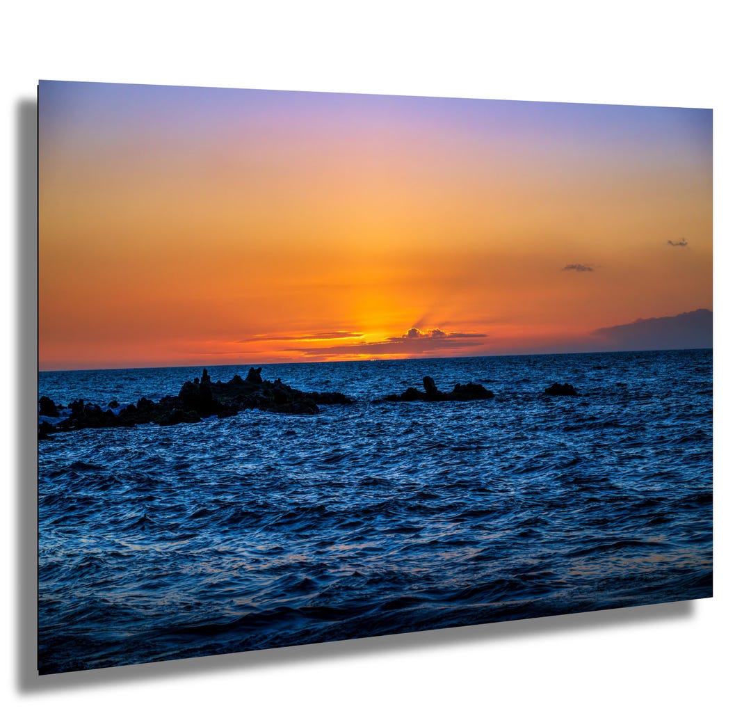 Maui Green Flash Sunset Photo Art Print, Hawaii Beach Wall Decor ...
