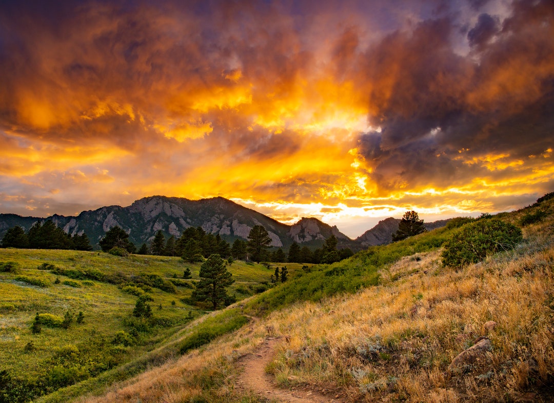Boulder Flatirons Sunset, Photo, Wall Art, Boulder, Colorado, Canvas ...