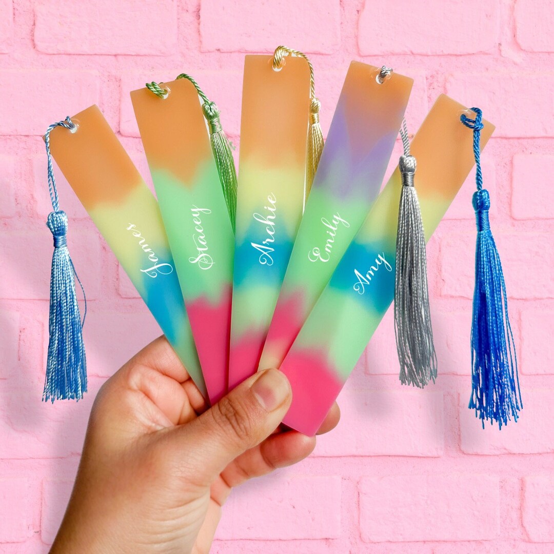 Personalized Enchanting Rainbow Resin Bookmark With Tassel Colorful and ...