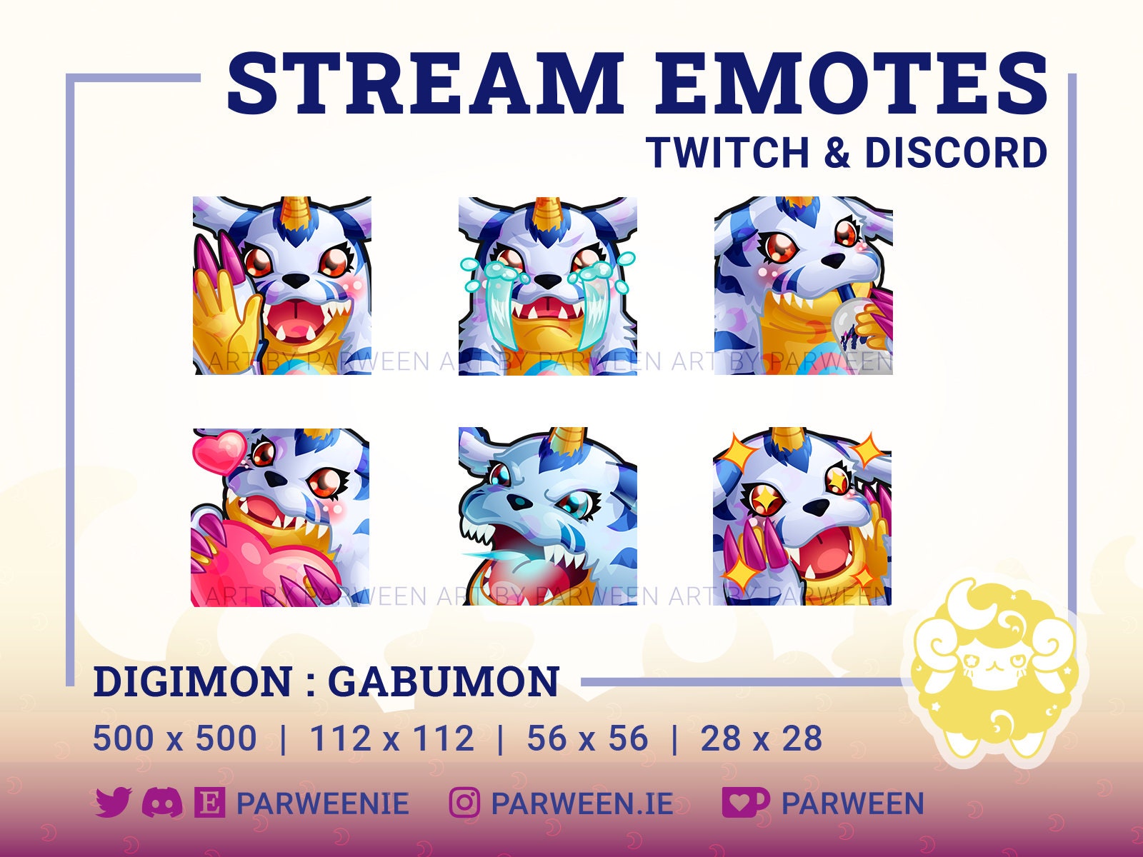 Digimon Adventure Gabumon Emote Set Twitch Discord - Etsy