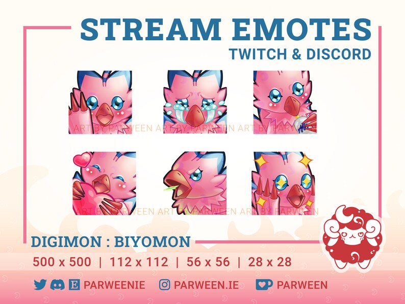 Digimon Adventure Biyomon Emote Set Twitch Discord - Etsy UK