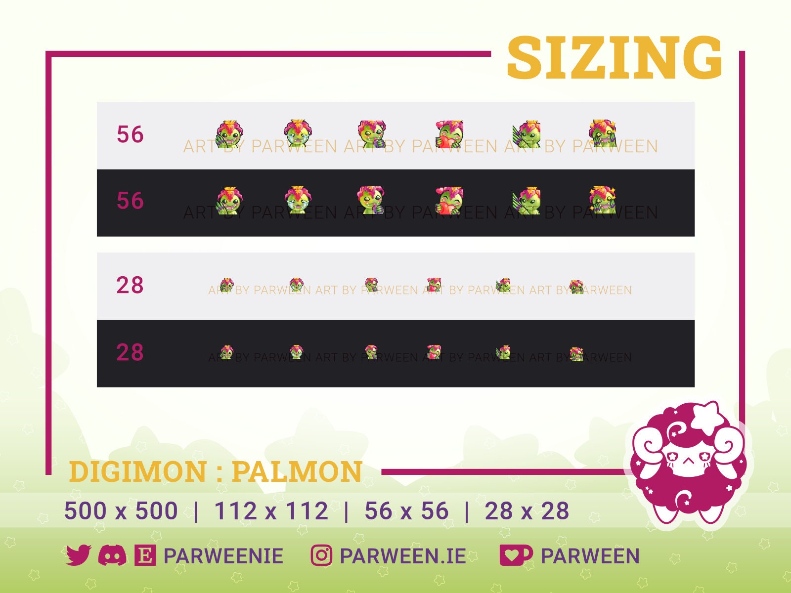 Digimon Adventure Palmon Emote Set Twitch Discord - Etsy