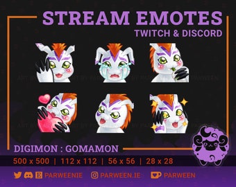 Digimon Adventure Gatomon Tailmon Emote Set Twitch Discord - Etsy