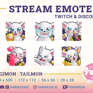 Digimon Adventure Gatomon Tailmon Emote Set Twitch Discord - Etsy