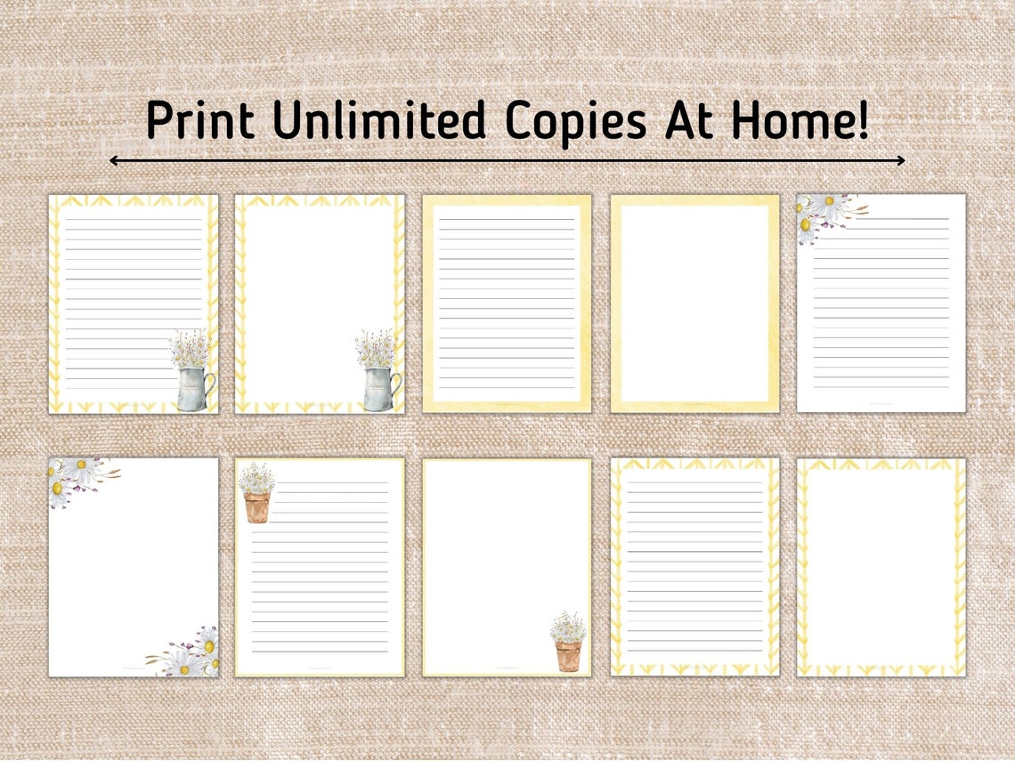 Printable Daisy Stationery,digital Download,printable Writing Paper ...