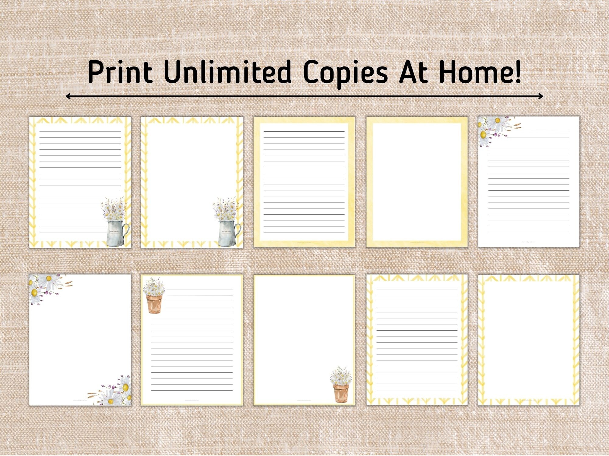 Printable Daisy Stationery,digital Download,printable Writing Paper ...