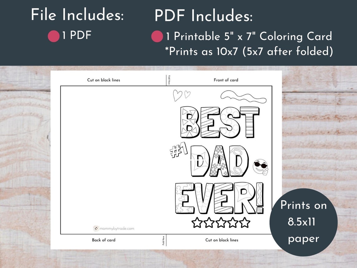 Printable Coloring Card for Dadprintable Fathers Day | Etsy