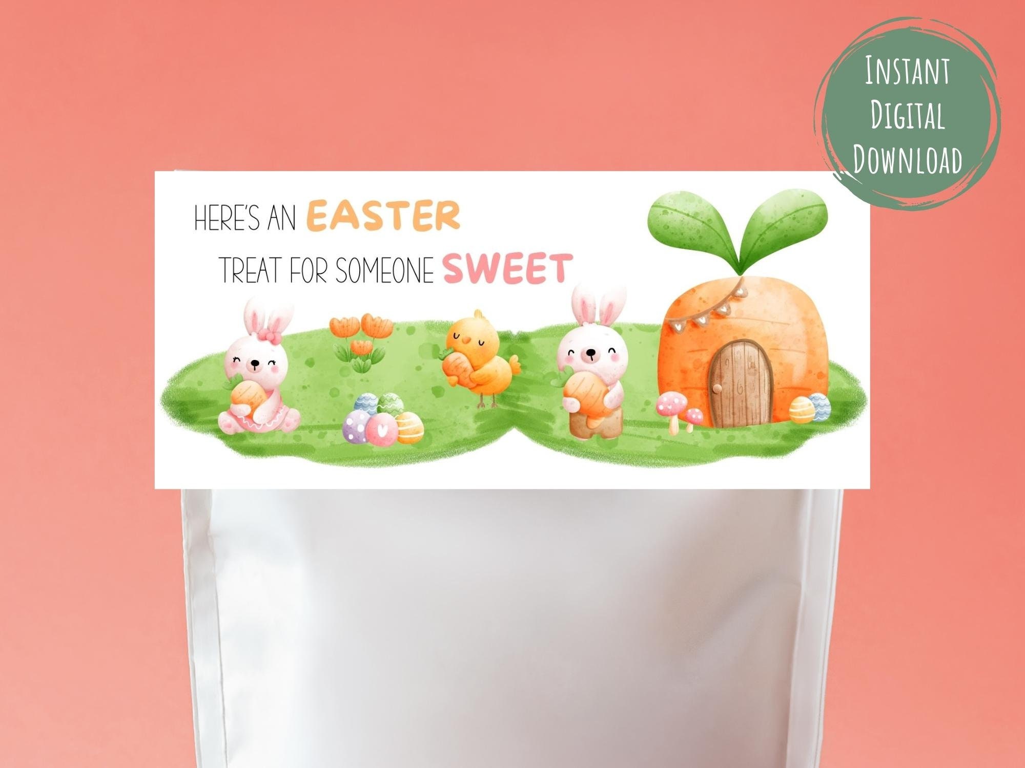 Printable Easter Treat Bag Toppers: Bunny & Chick Design,digital ...