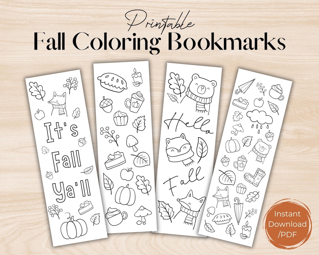Printable Fall Coloring Bookmarks,coloring Bookmarks for Kids and ...
