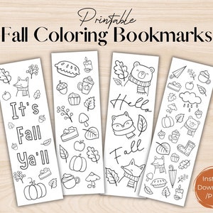Printable Fall Coloring Bookmarks,coloring Bookmarks for Kids and ...