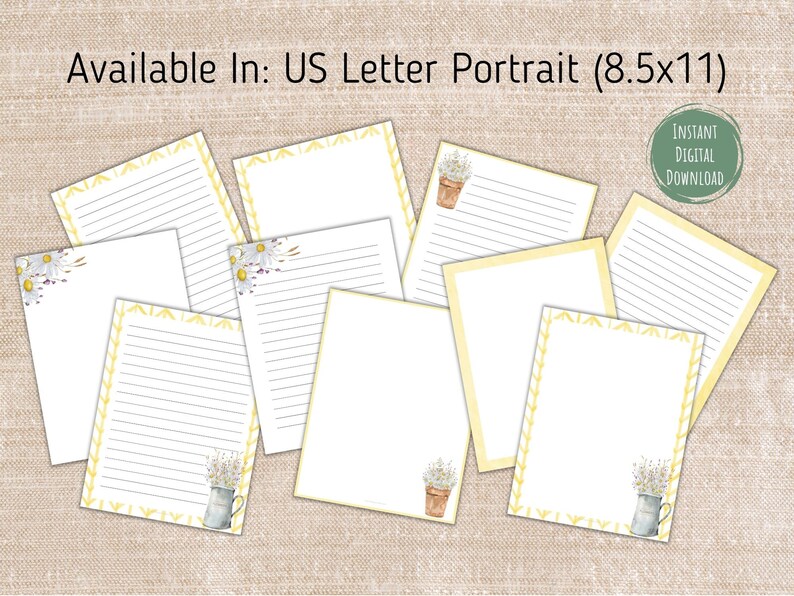 Printable Daisy Stationery,digital Download,printable Writing Paper ...