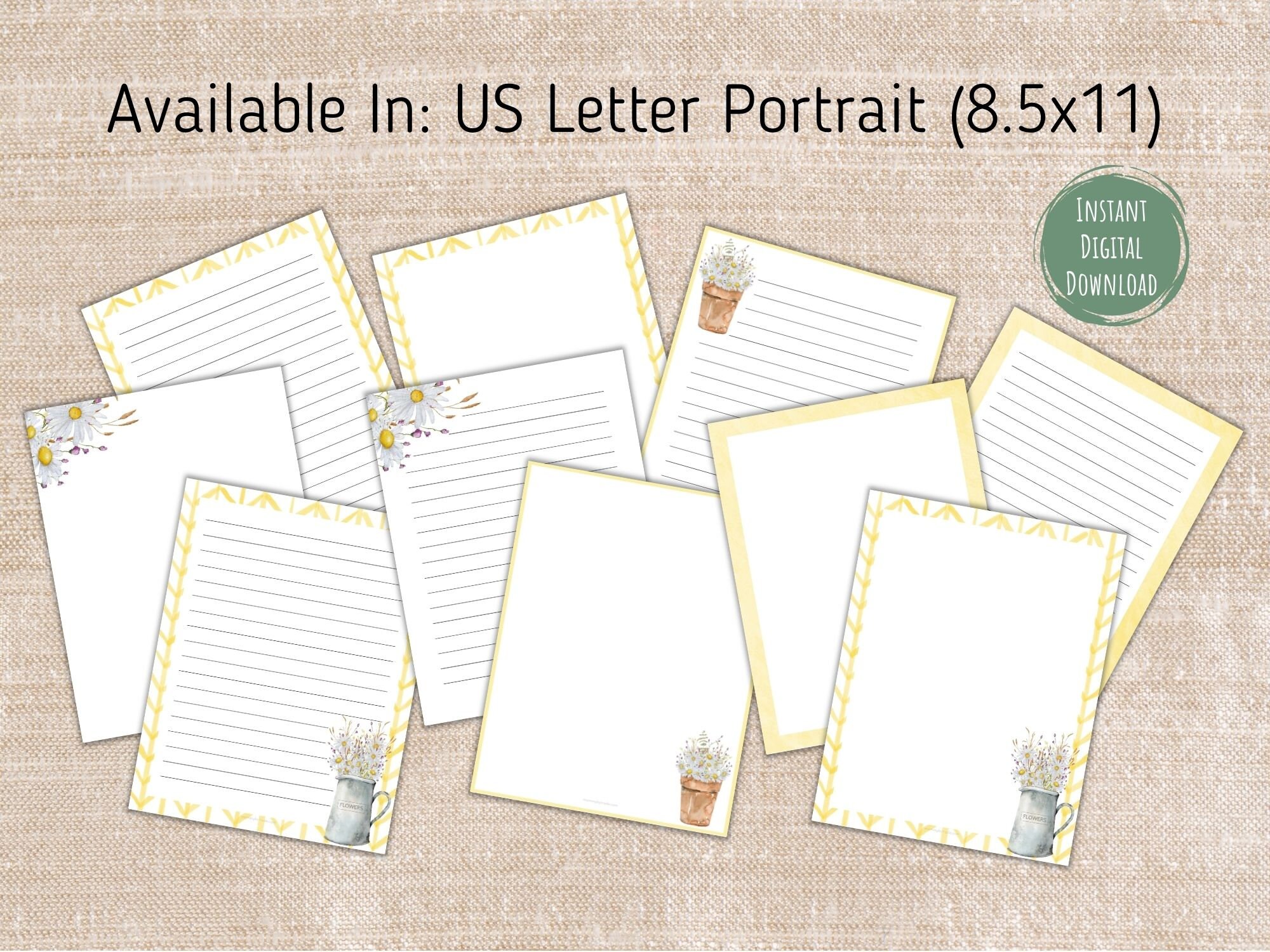 Printable Daisy Stationery,digital Download,printable Writing Paper ...