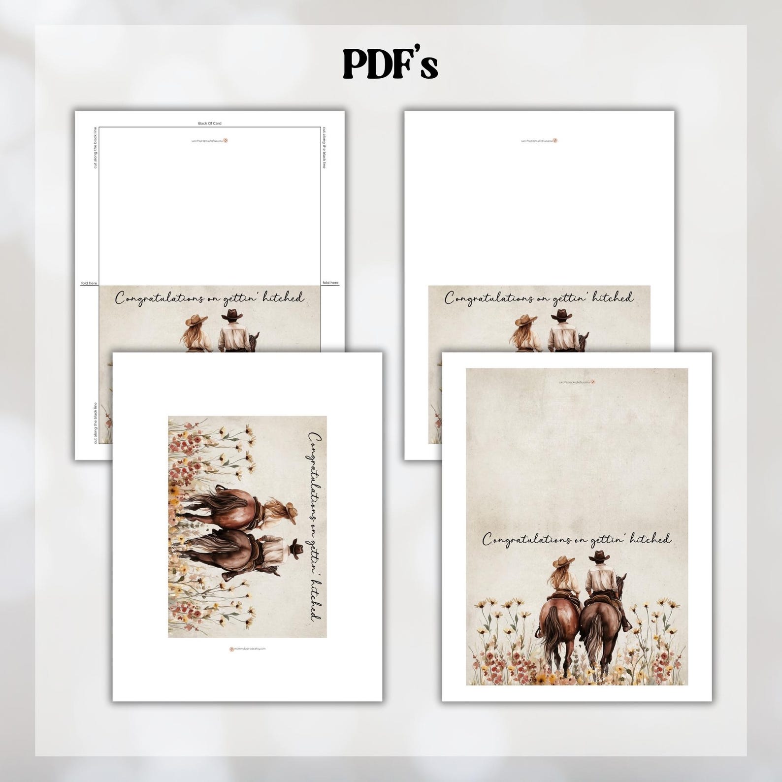 Printable Rustic Wedding Card: Cowboy & Cowgirl Horses, Western ...
