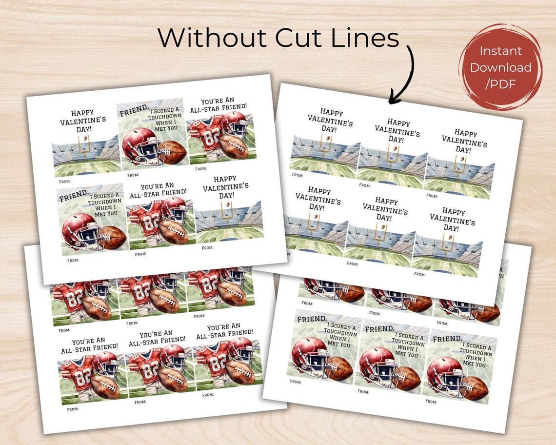 Printable Football Valentines Day Cards for Kids,sports Kids Valentines ...