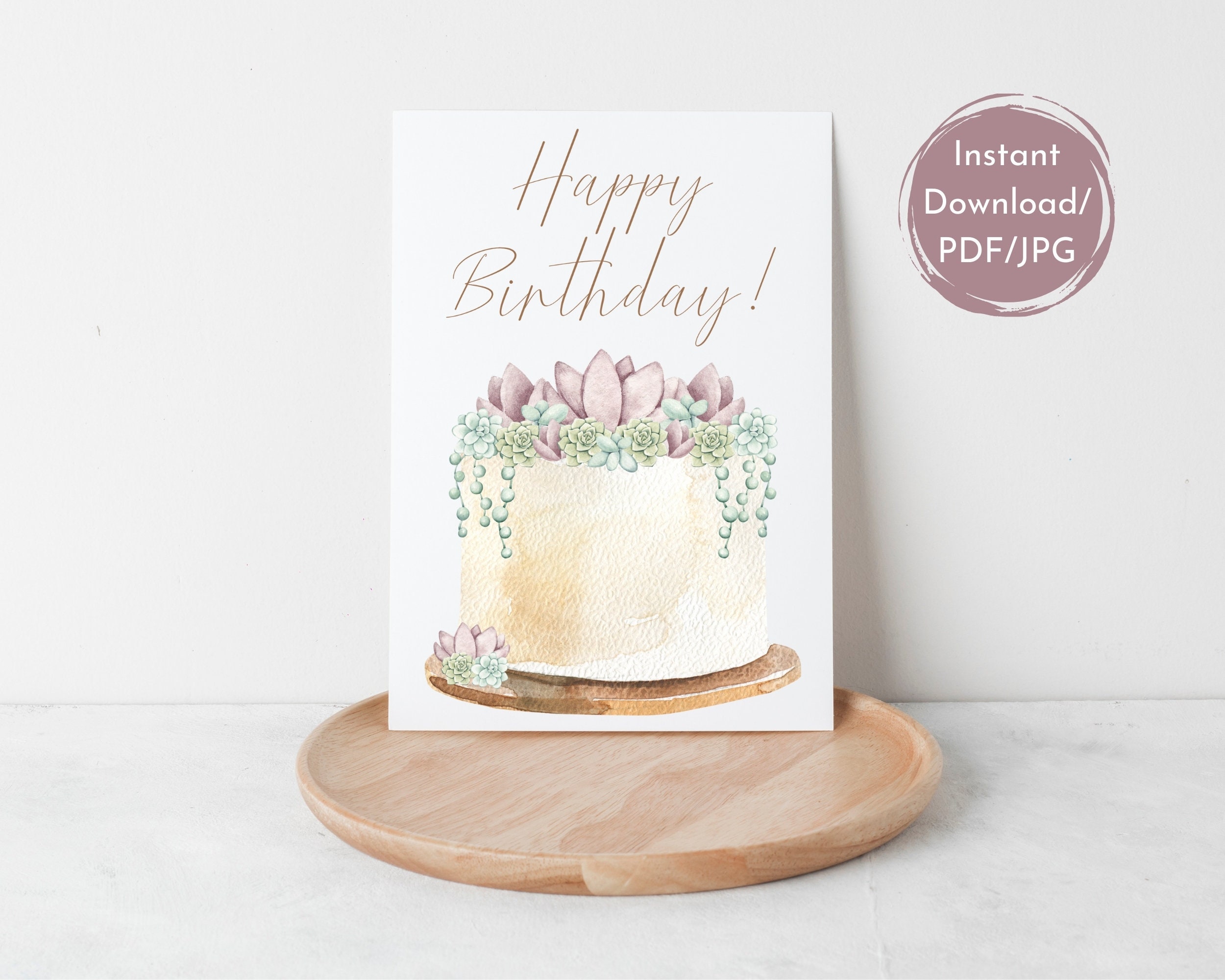 Printable Happy Birthday Card,succulent Birthday Card, Plant Lover ...