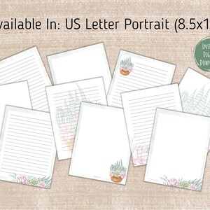 Printable Succulent Stationery,lined and Unlined Printable Paper ...