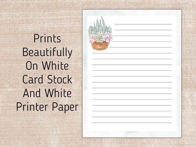 Printable Succulent Stationery,lined and Unlined Printable Paper ...