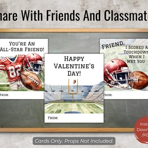 Printable Football Valentine's Day Cards for Kids: Watercolor Classroom ...
