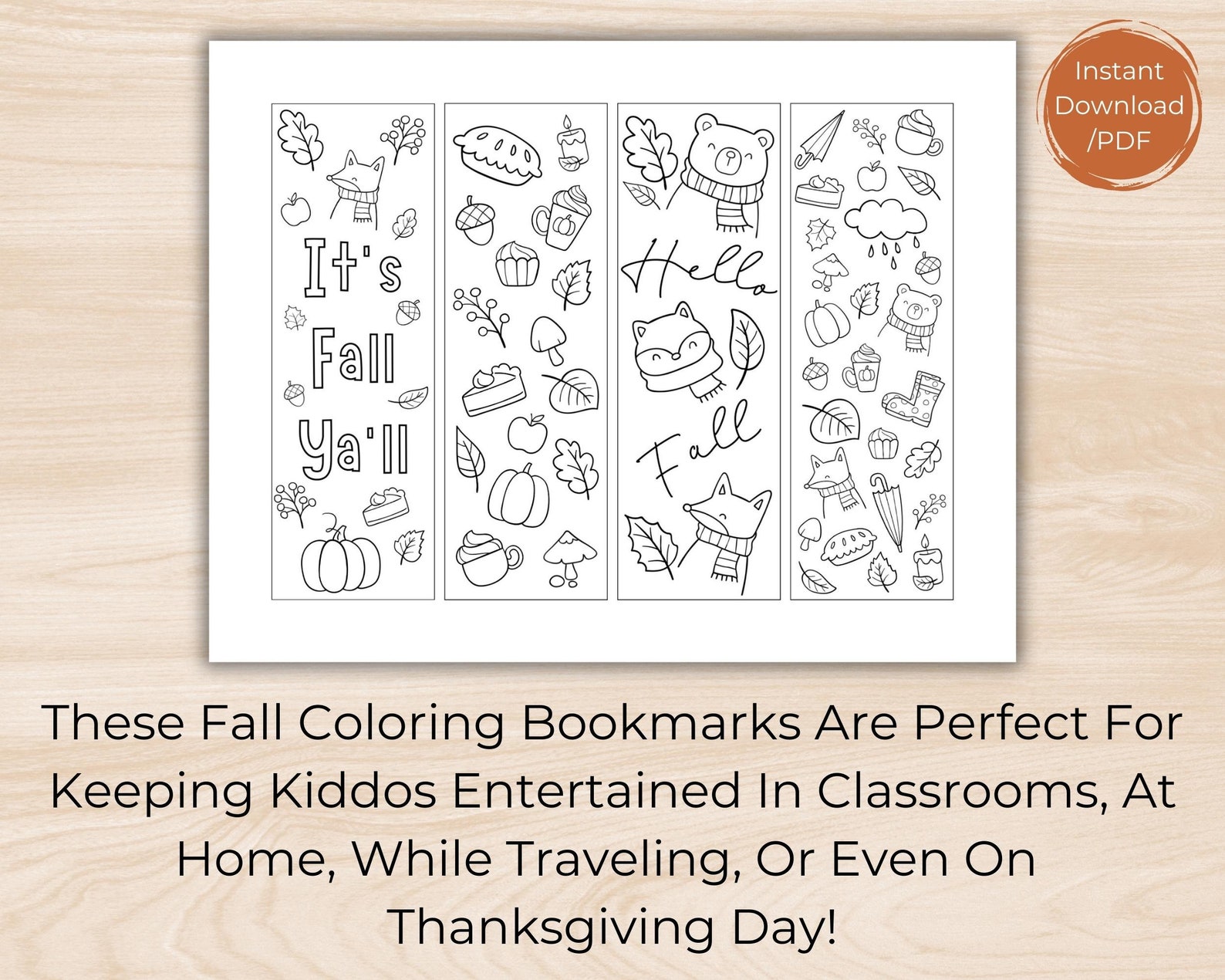 Printable Fall Coloring Bookmarks,coloring Bookmarks for Kids and ...