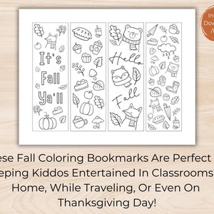 Printable Fall Coloring Bookmarks,coloring Bookmarks for Kids and ...