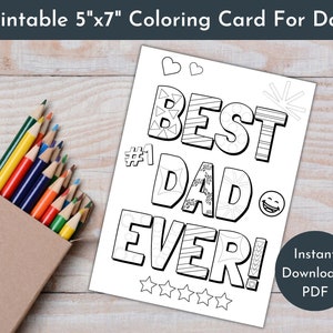 Printable Coloring Card for Dad,printable Fathers Day Card,colorable ...