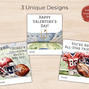 Printable Football Valentine's Day Cards for Kids: Watercolor Classroom ...