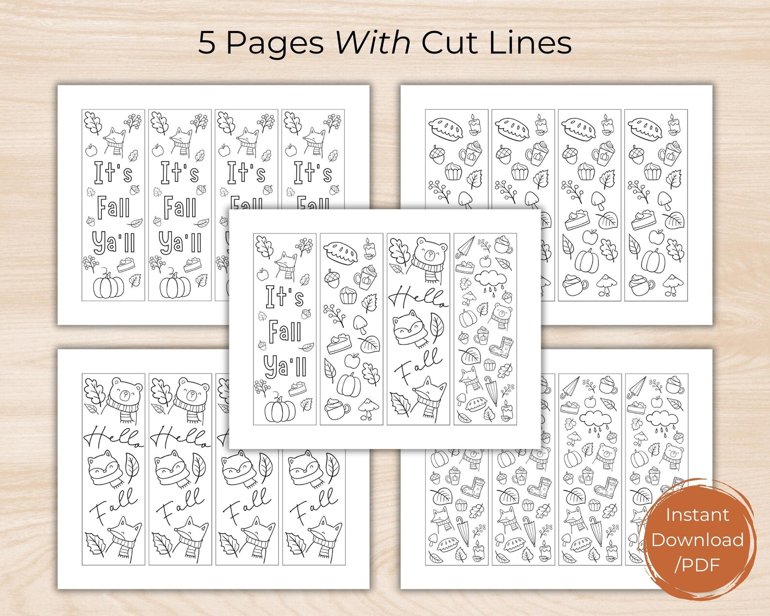 Printable Fall Coloring Bookmarks,coloring Bookmarks for Kids and ...