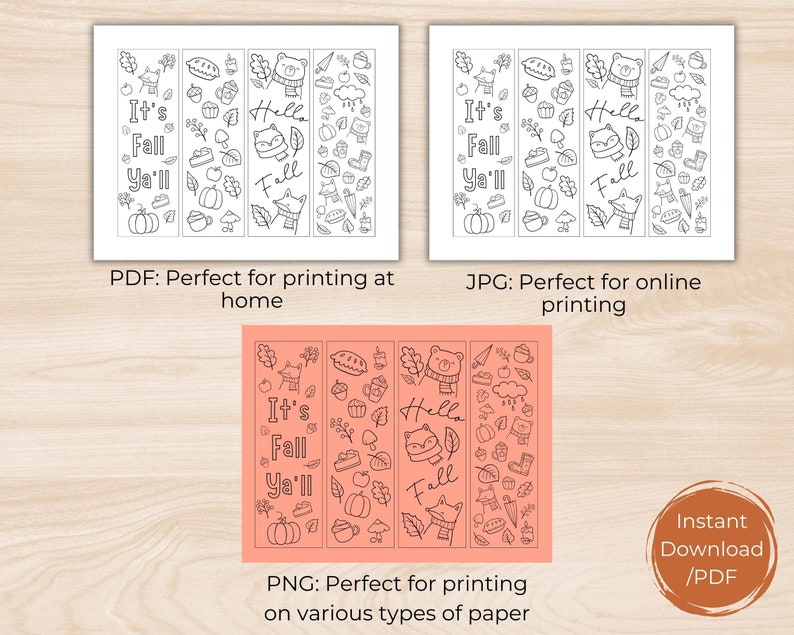 Printable Fall Coloring Bookmarks,coloring Bookmarks for Kids and ...