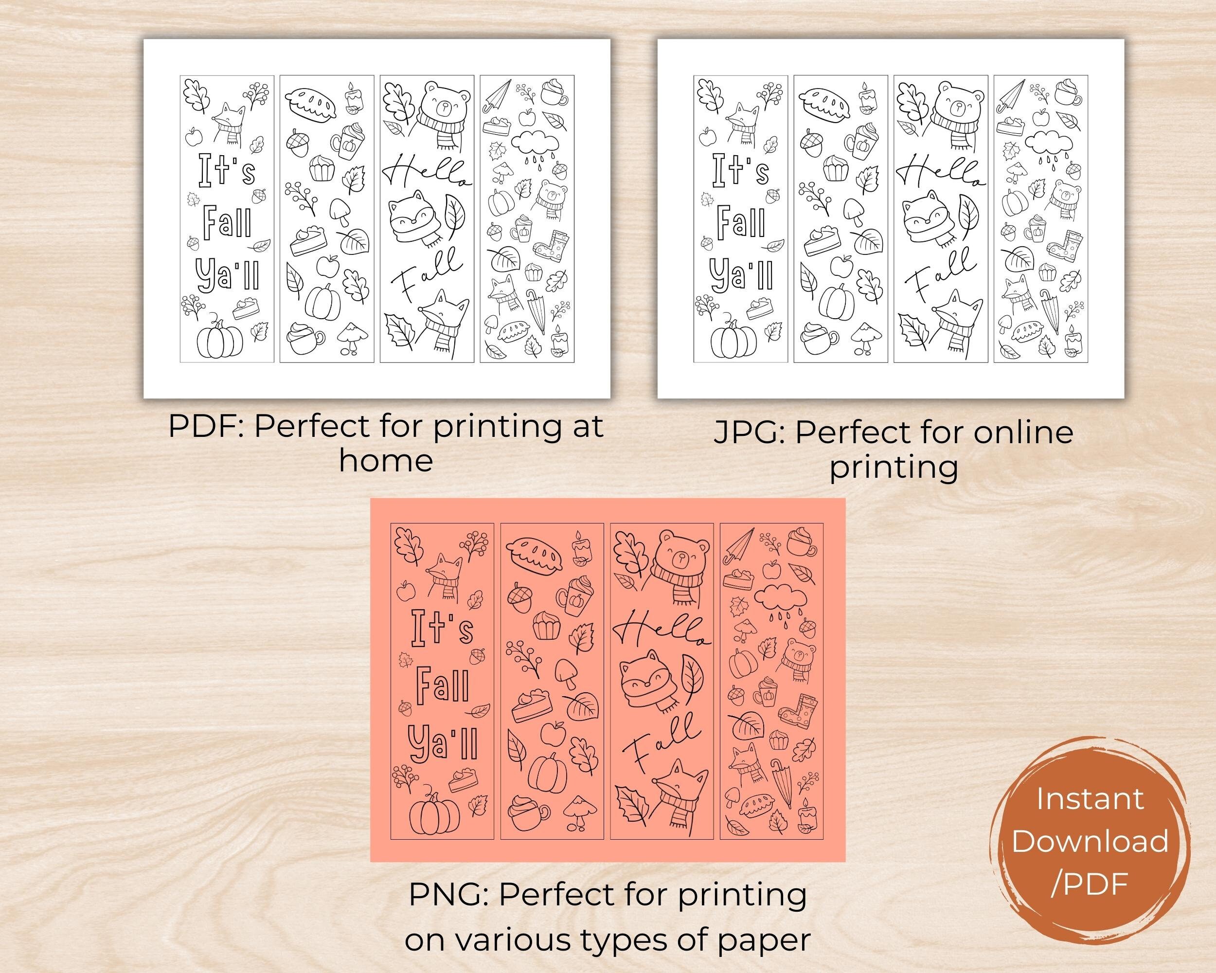 Printable Fall Coloring Bookmarks,coloring Bookmarks for Kids and ...