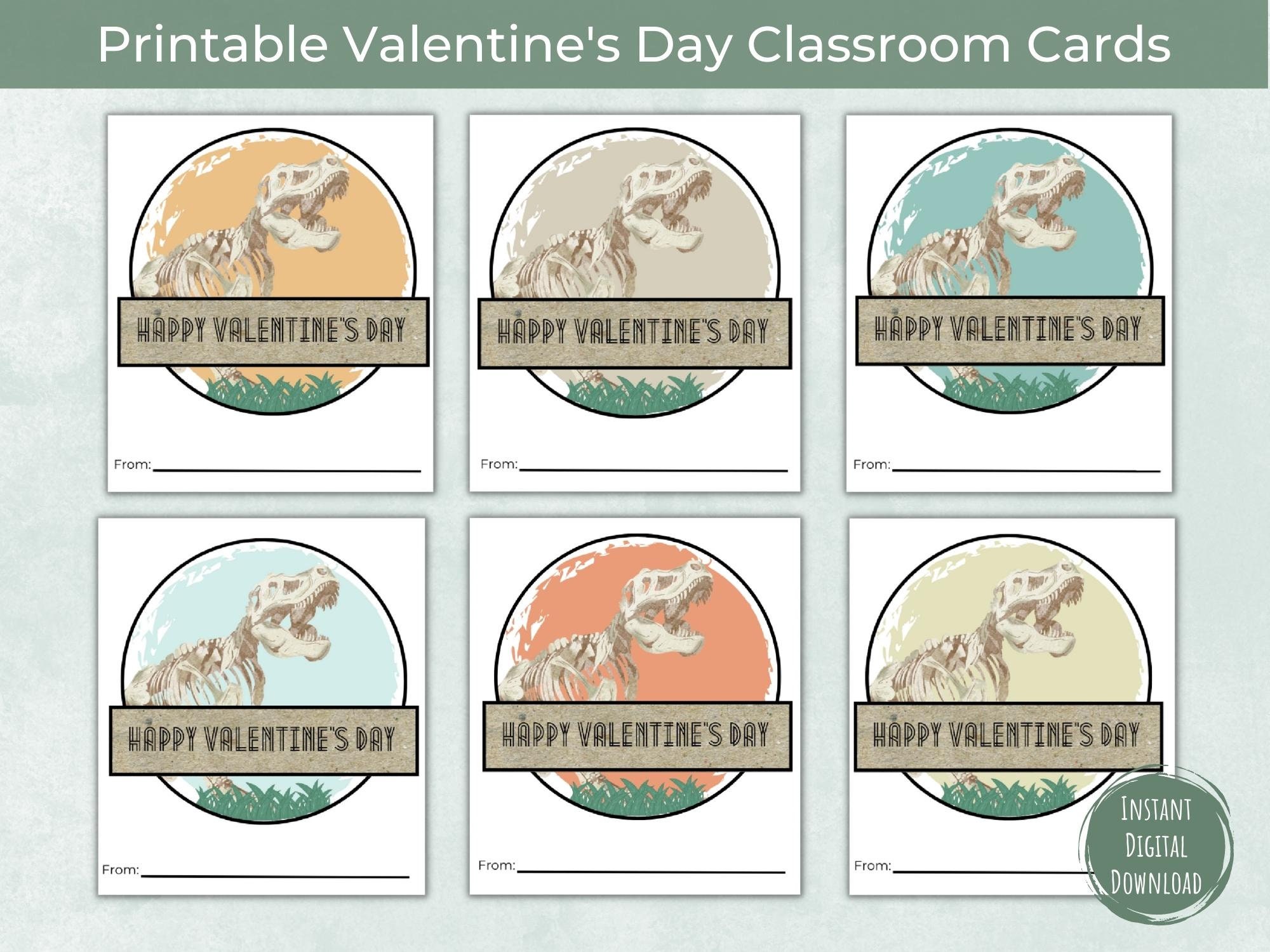 Printable Dinosaur Valentine's Day Card,jurassic Valentine,boys ...