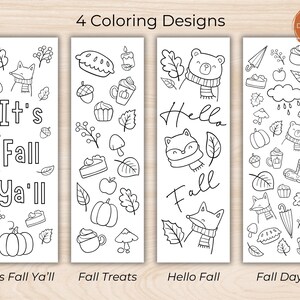 Printable Fall Coloring Bookmarks,coloring Bookmarks for Kids and ...