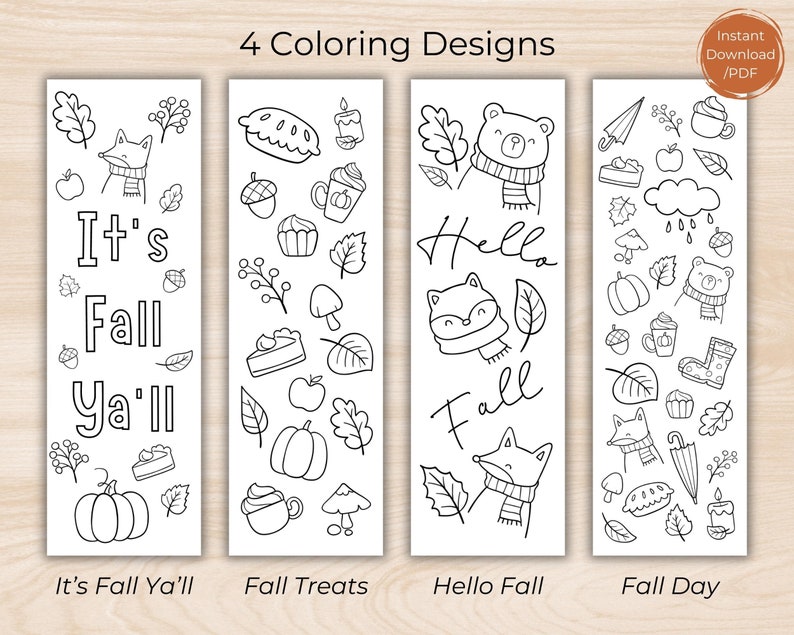 Printable Fall Coloring Bookmarks,coloring Bookmarks for Kids and ...