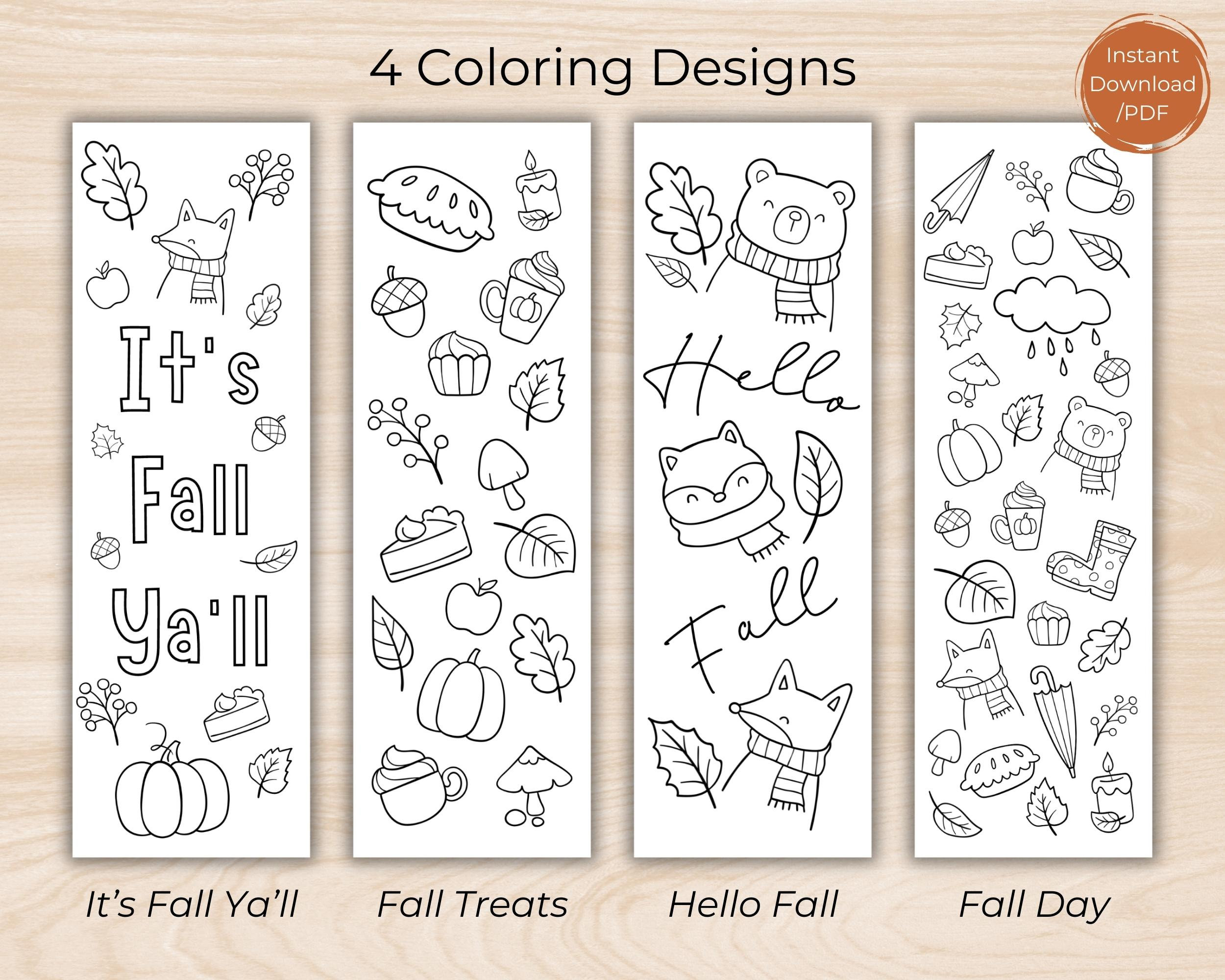 Printable Fall Coloring Bookmarks,coloring Bookmarks for Kids and ...