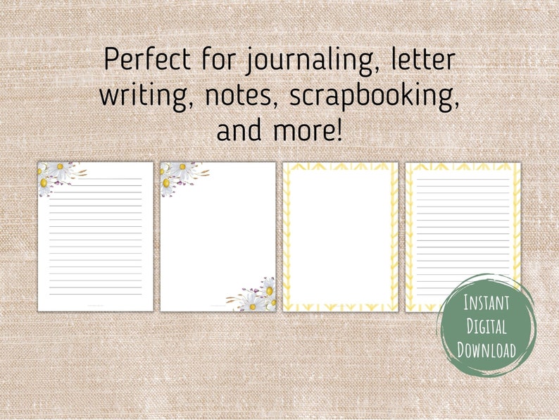 Printable Daisy Stationery,digital Download,printable Writing Paper ...