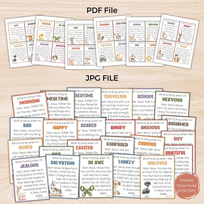 Printable Farm Animal Prayer Cards for Kids: Beginner Prayer Prompts ...