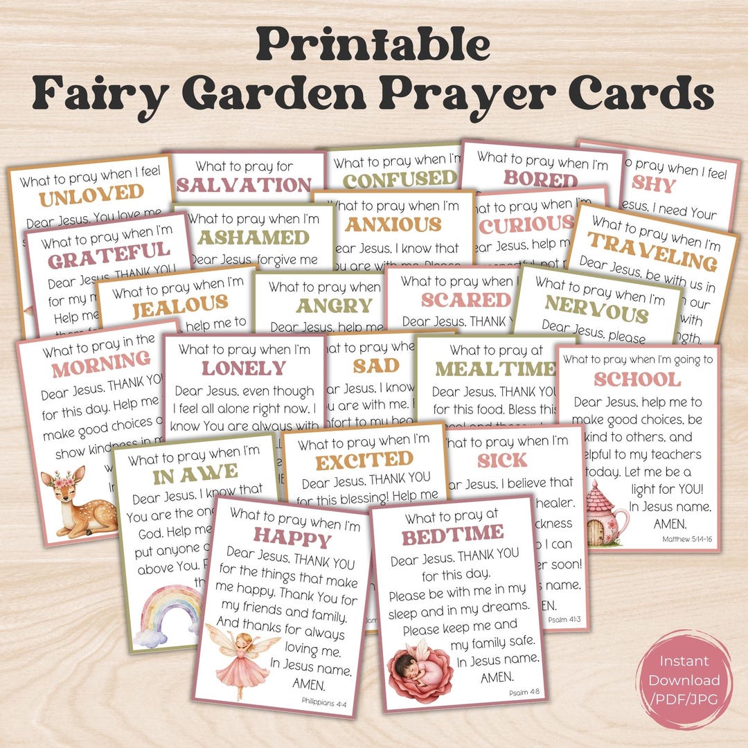 Printable Fairy Garden Prayer Cards for Girls: Beginner Prayer Prompts ...