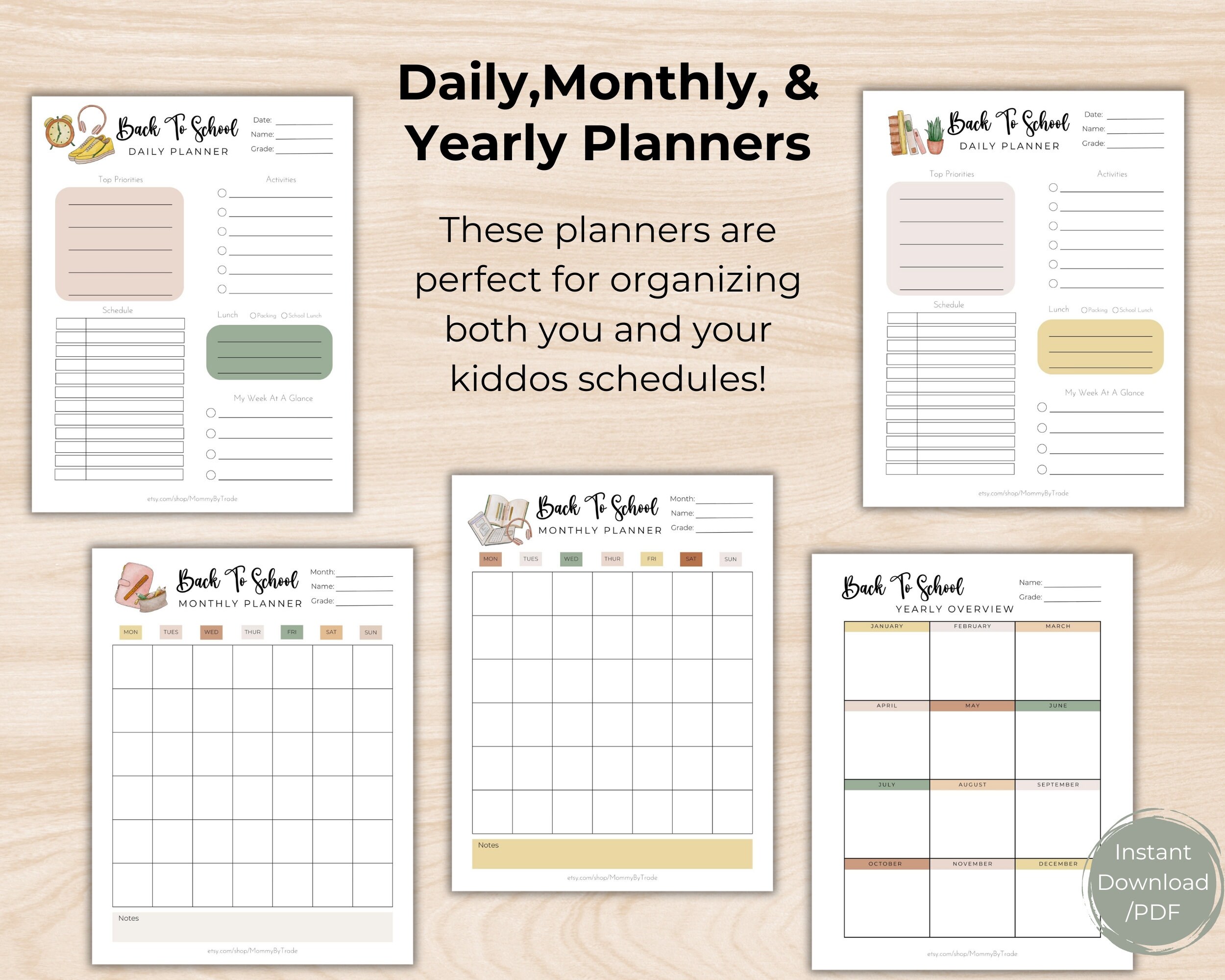 Printable Back to School Planner Bundle: Student & Parent Organizer ...