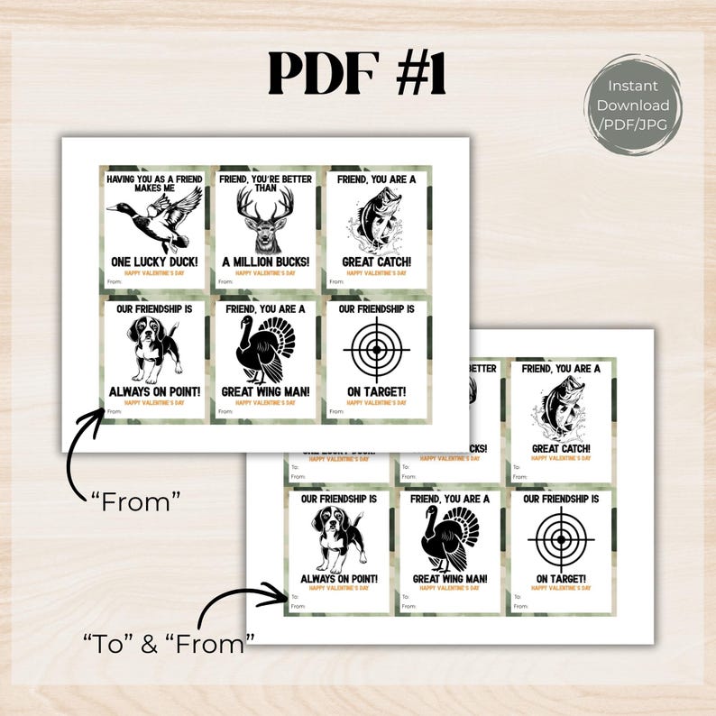 Printable Hunting Camo Valentine Cards: Outdoor Classroom Valentines ...