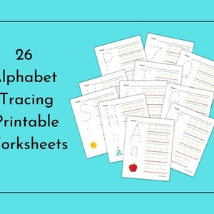 26 Upper and Lower Case Alphabet Tracing Printable Worksheets,preschool ...