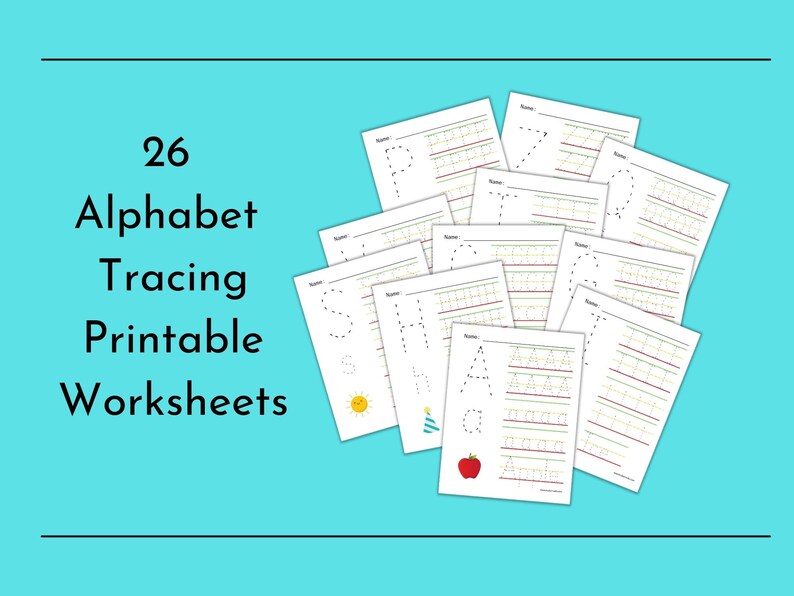 26 Upper and Lower Case Alphabet Tracing Printable Worksheets,preschool ...