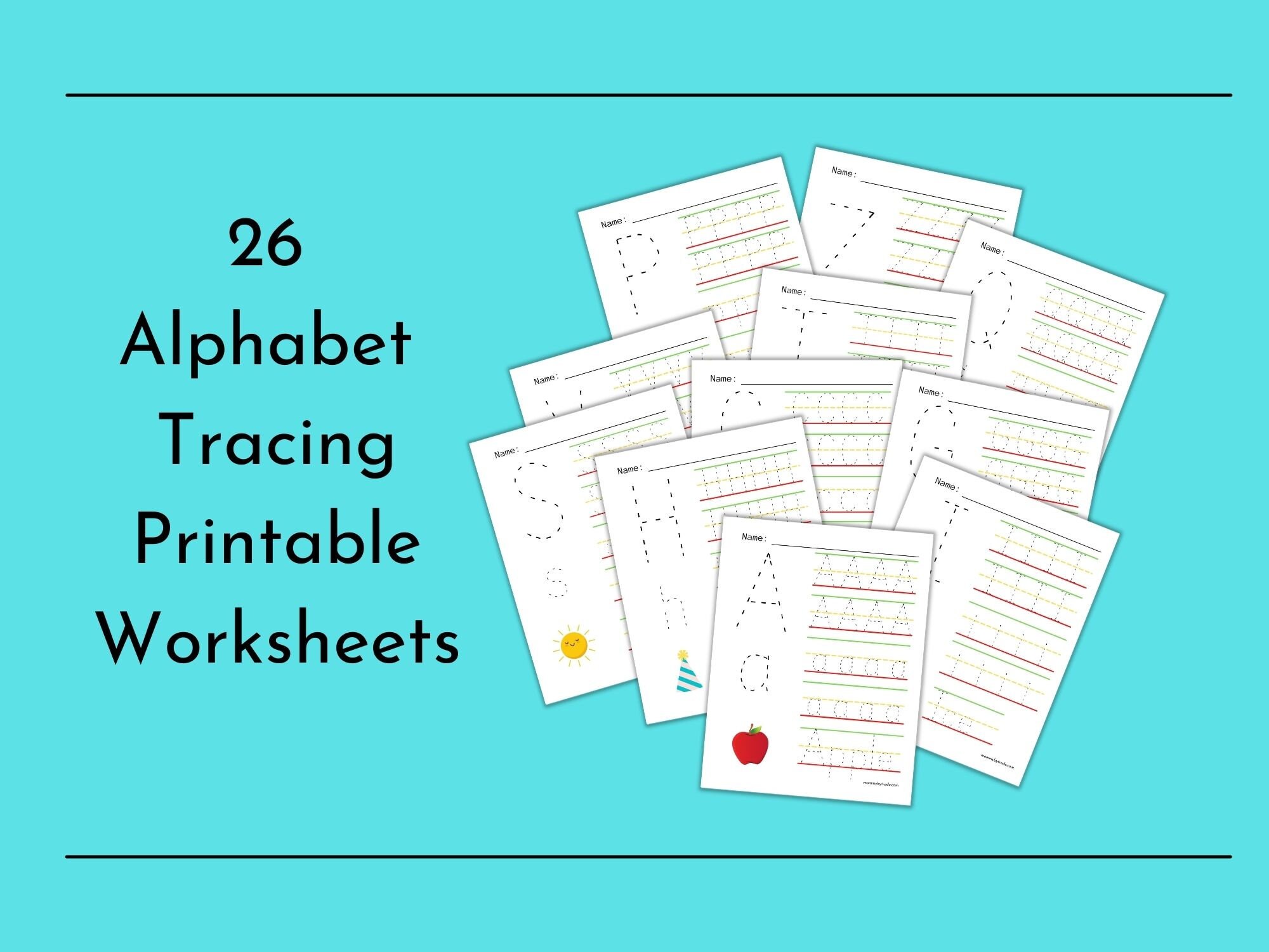 26 Upper and Lower Case Alphabet Tracing Printable Worksheets,preschool ...